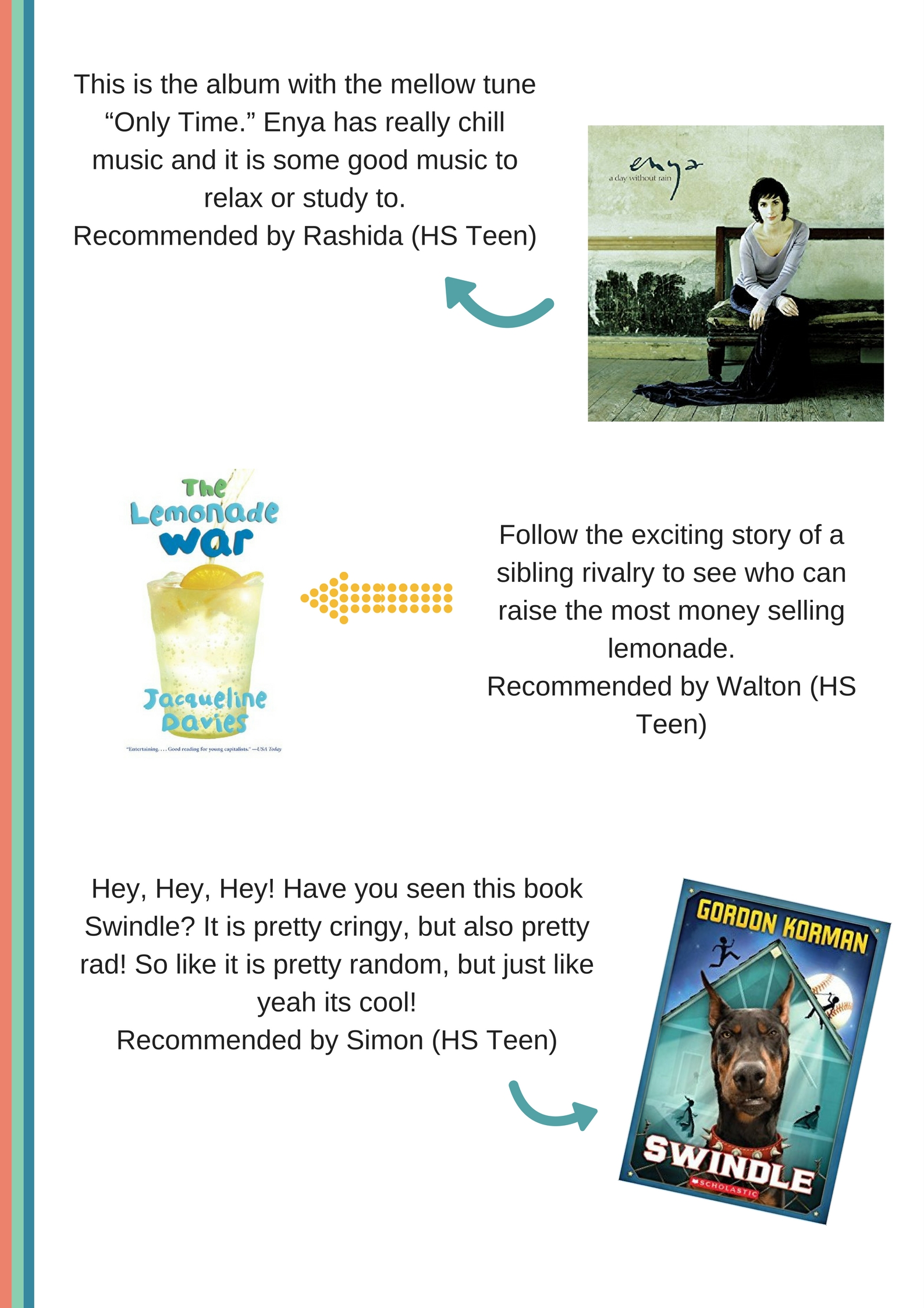 Teens Recommend…January TCC Book Selections – Read, Watch, Listen, Explore